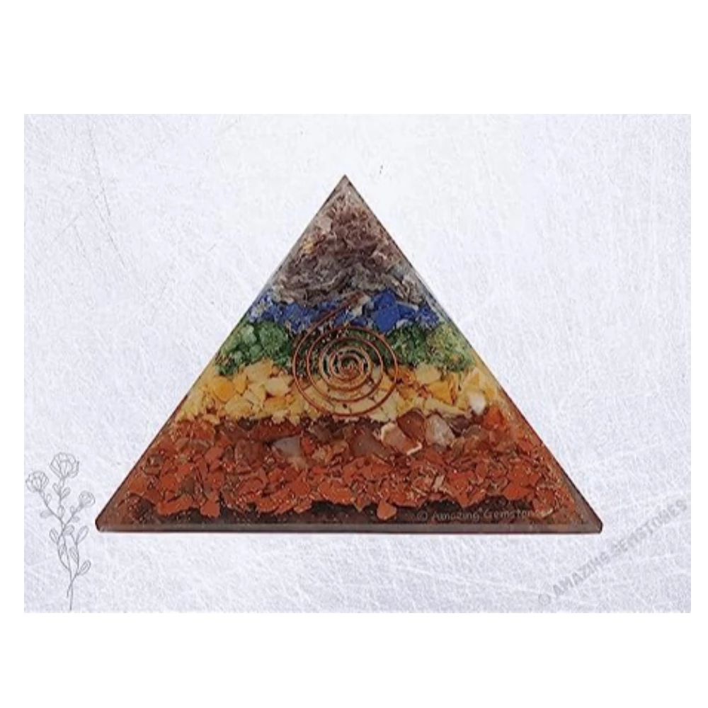 7 Chakra Orgone Pyramid - Premium Crystal Orgone Pyramid