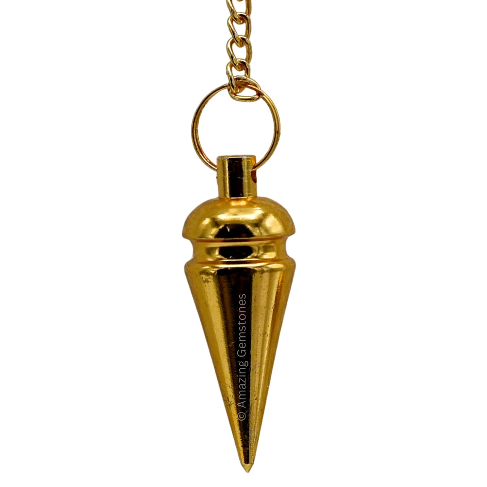 Copper Metal Pendulum - Gold Cone with Ring Head