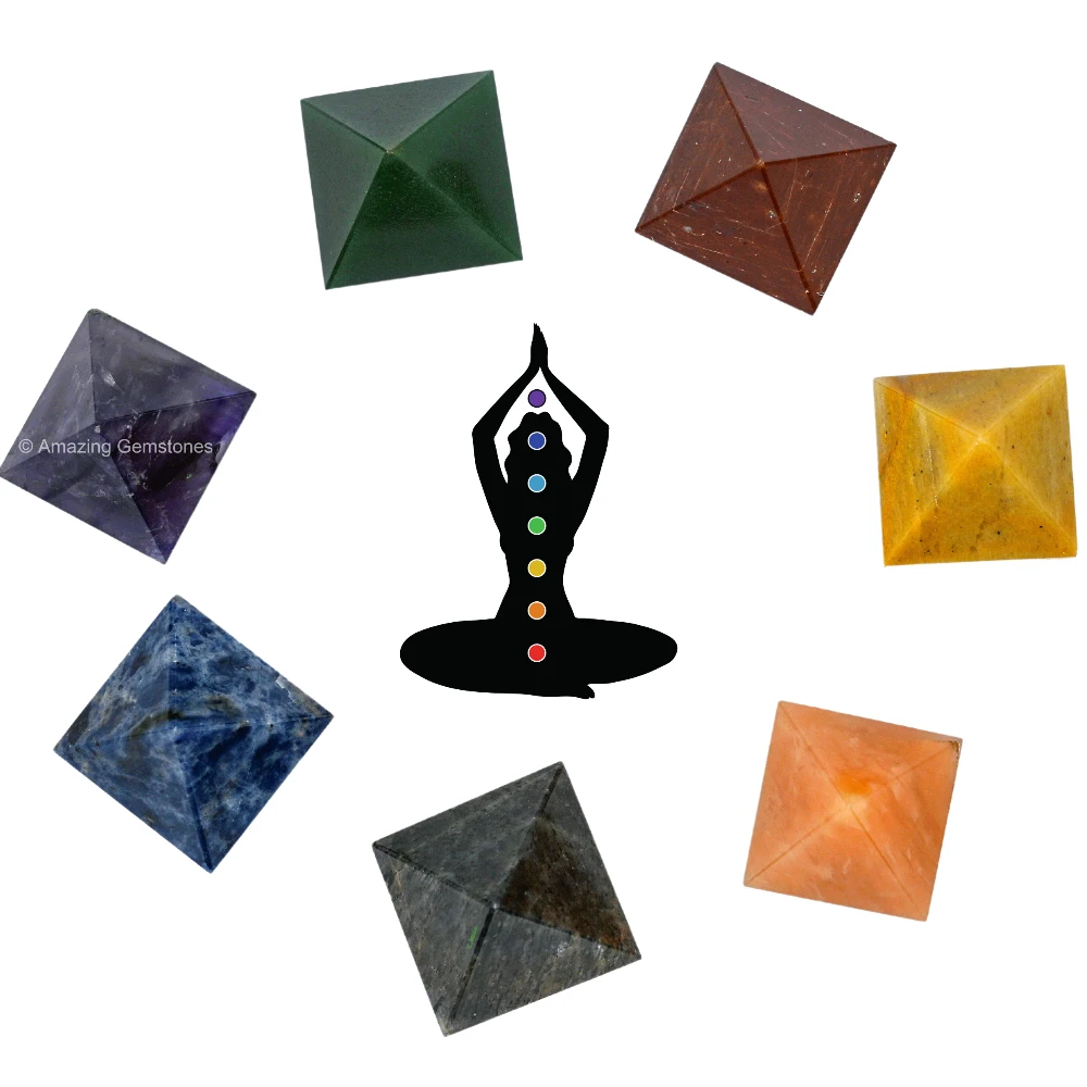 Chakra Crystal Set (Pyramid) - Premium 7 Stones of the Chakra