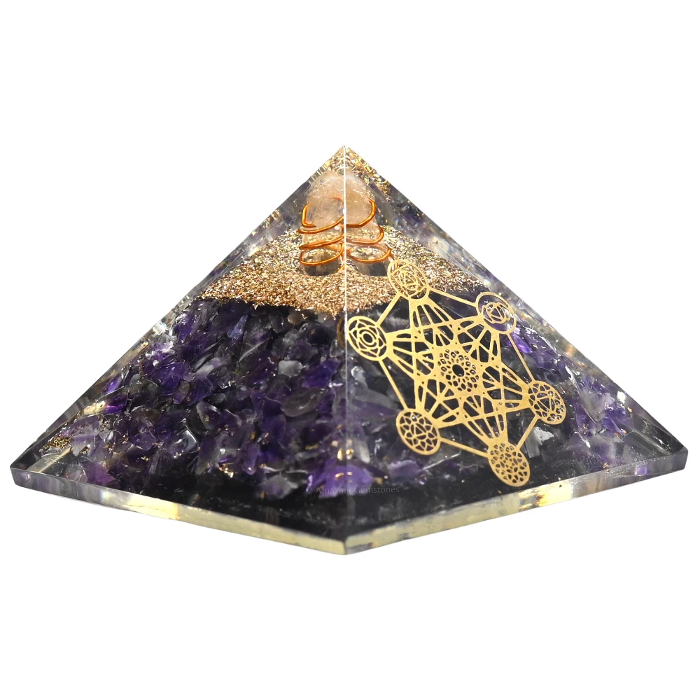 Amethyst Orgone Pyramid - Premium Organite Orgonite Pyramid