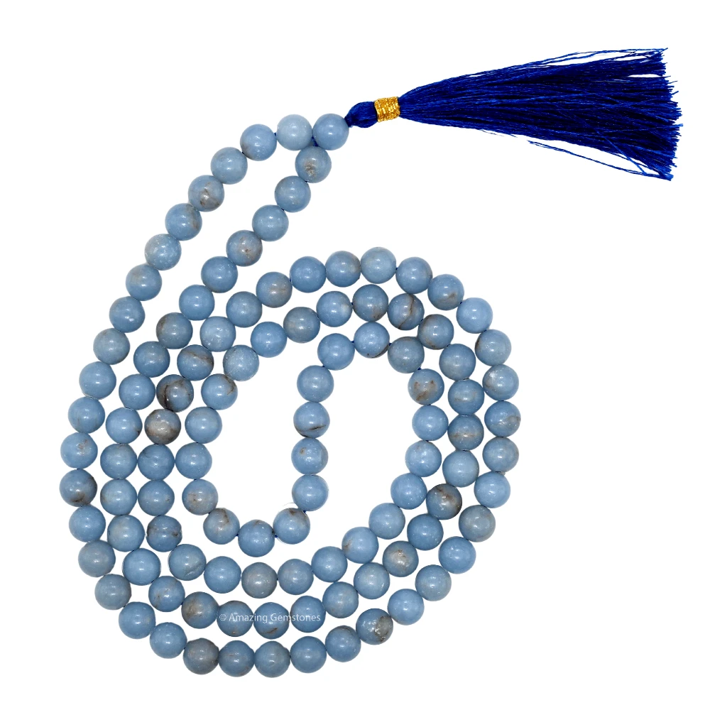Angelite Japa Mala - Premium Crystal Japa Mala