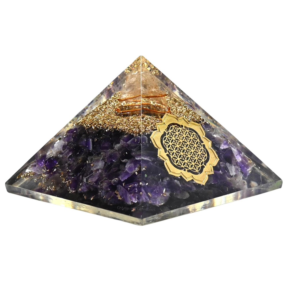 Amethyst Orgone Pyramid - Premium Organite Orgonite Pyramid