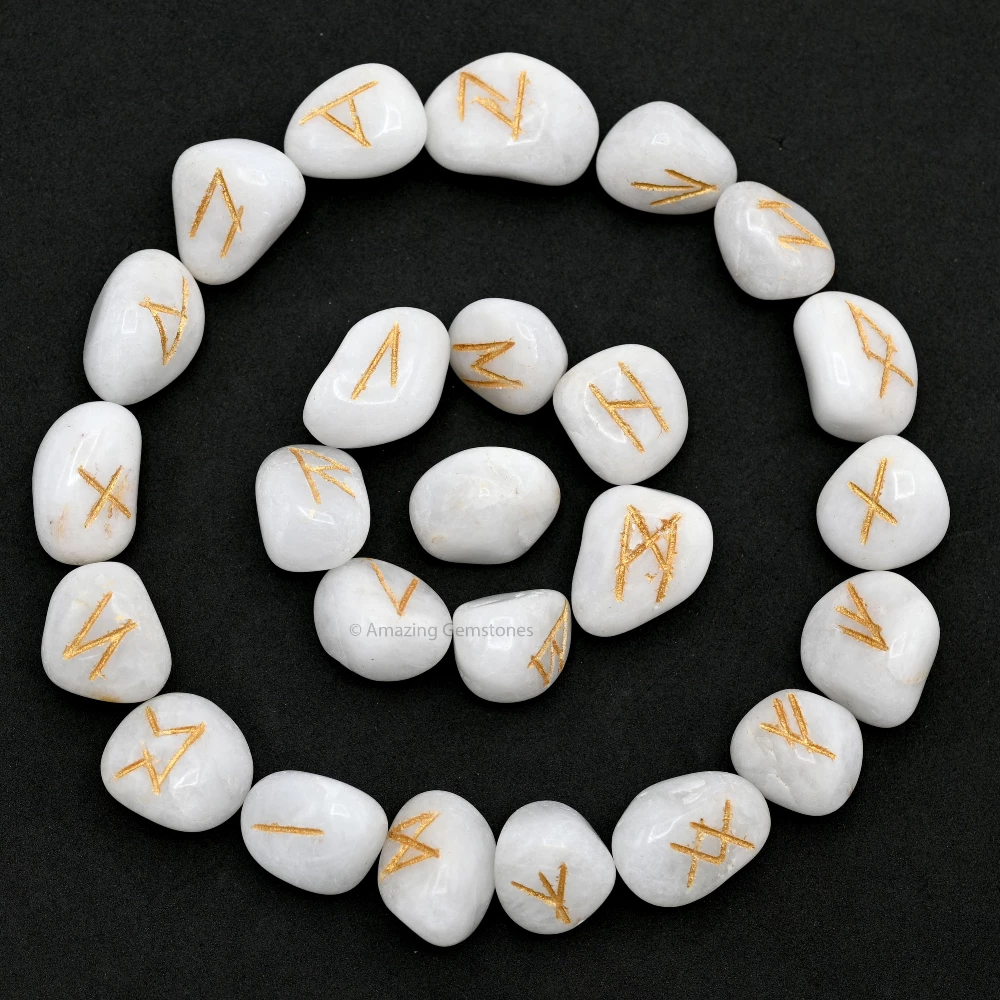 Snow Quartz Rune Stones Set - Premium Elder Futhark Rune