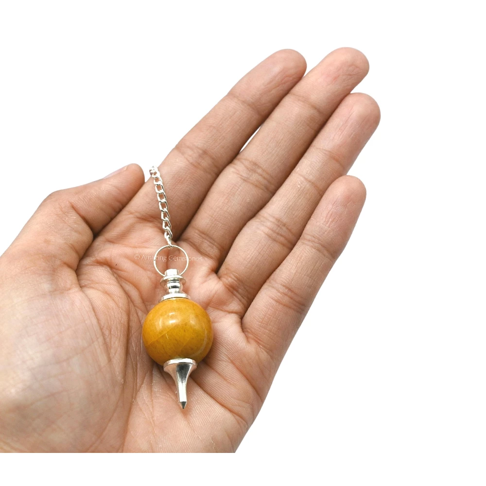 Yellow Jasper Ball Pendulum - Premium Crystal Ball Pendulum