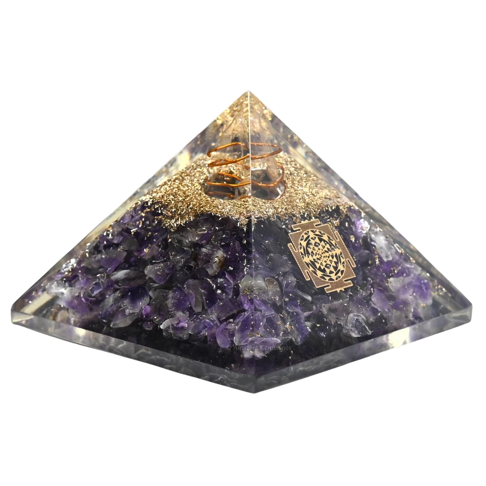 Amethyst Orgone Pyramid - Premium Organite Orgonite Pyramid