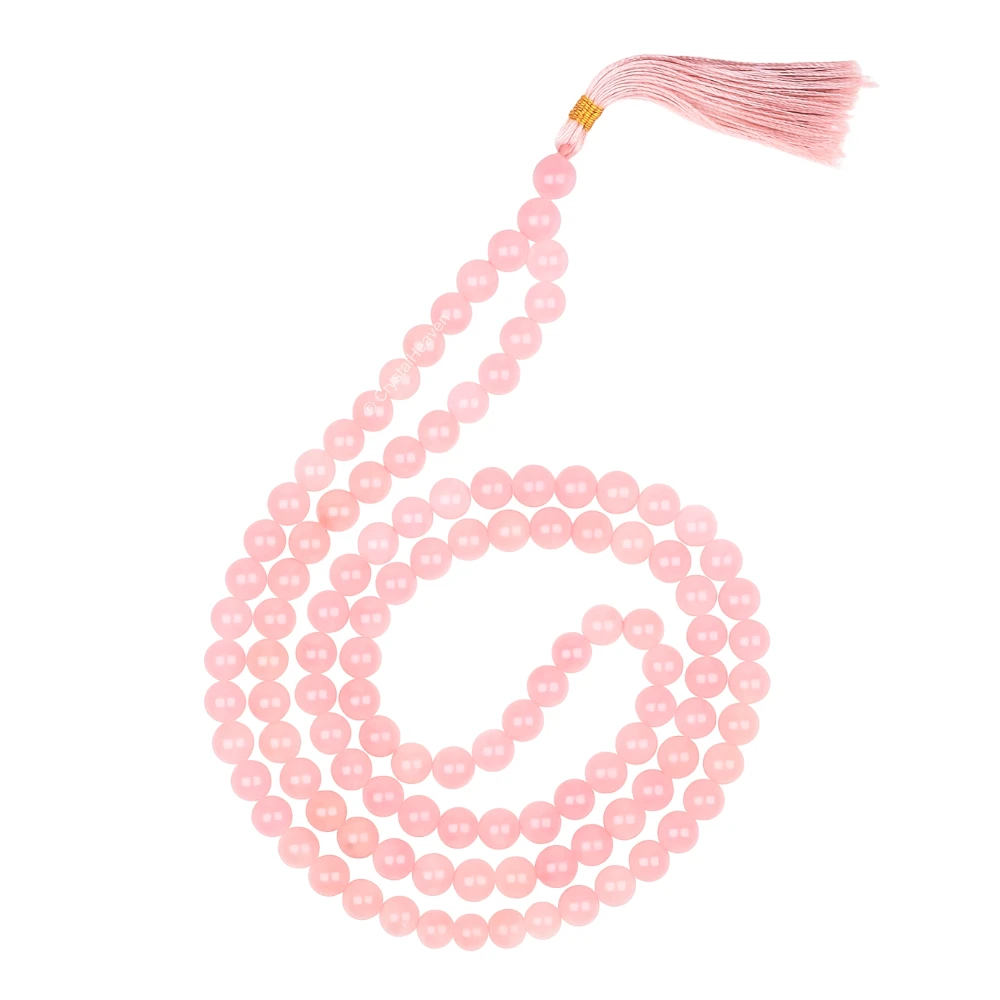 Rose Quartz 108 Beads Mala - Handcrafted Beads Mala for Meditation & Prayer