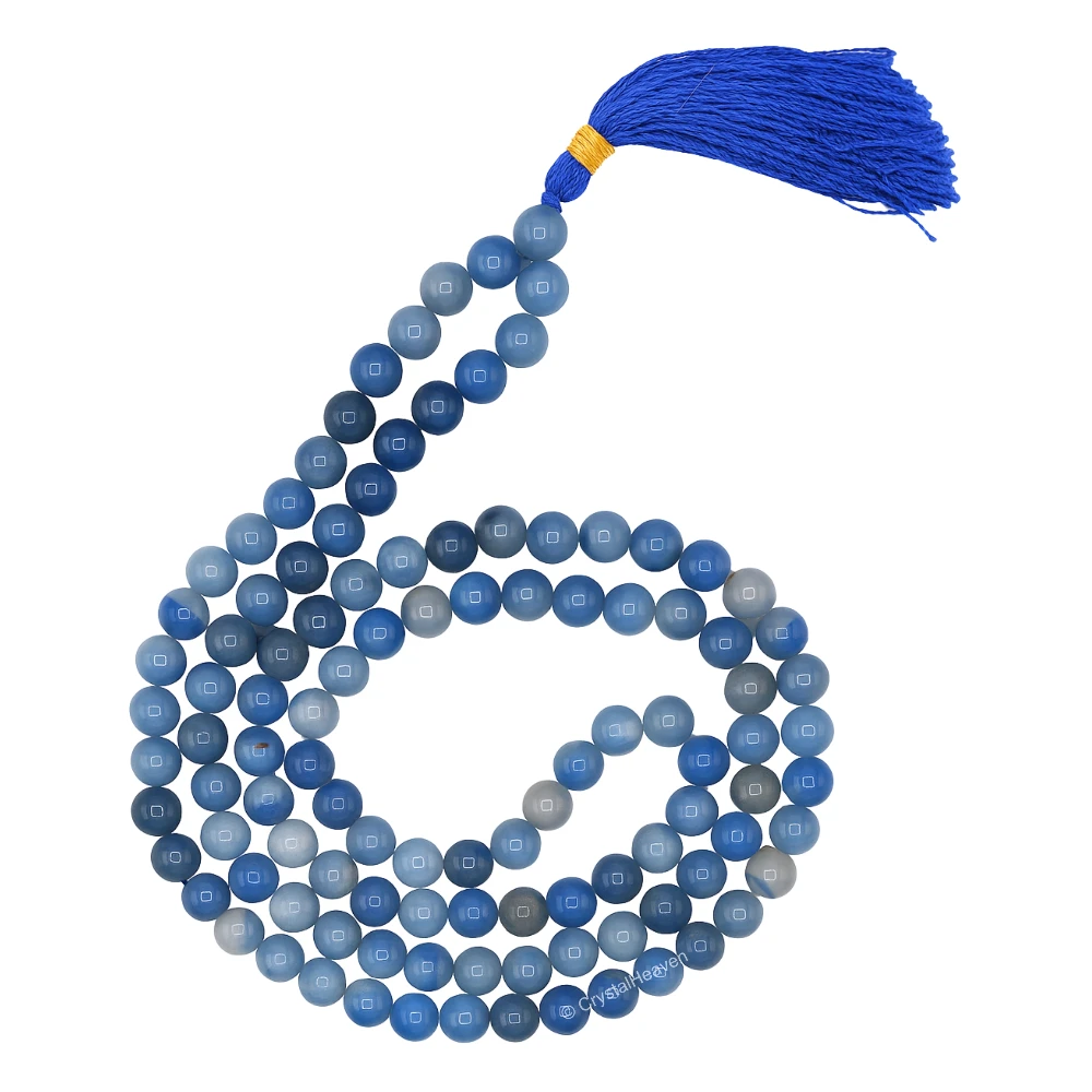 Blue Aventurine 108 Beads Mala - Handcrafted Beads Mala for Meditation ...