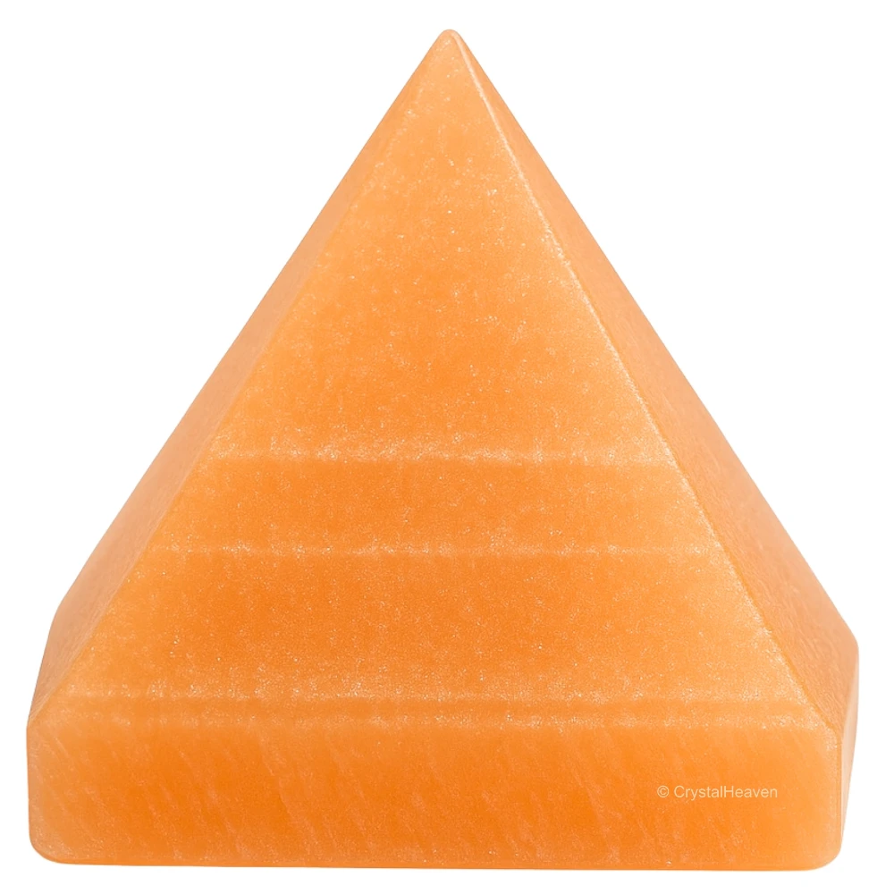 Orange Selenite Crystal Pyramid - Premium Feng Shui Reiki Healing Pyramid